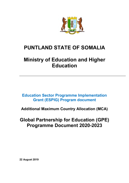 Program document for Puntland State of Somalia. 2019 | Documents ... Program document for Puntland State of Somalia. 2019 | Documents ...
